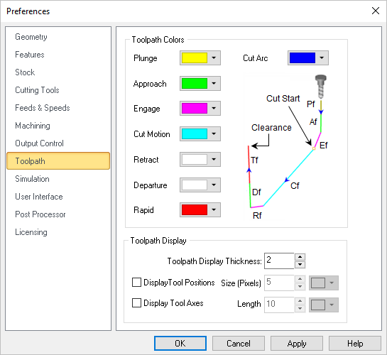 MILL Module > User Interface > CAM Preferences > Toolpath